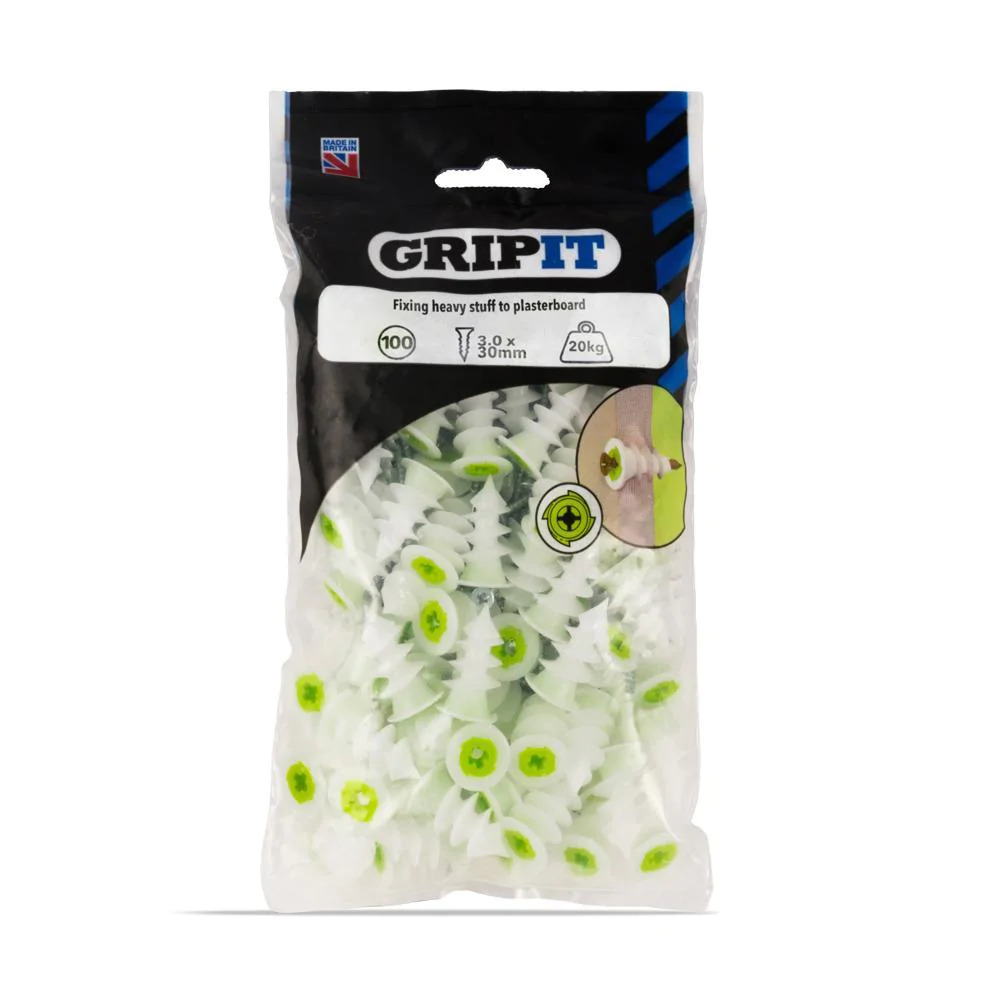 GripIt Green Plasterboard Anchor Pk.100
