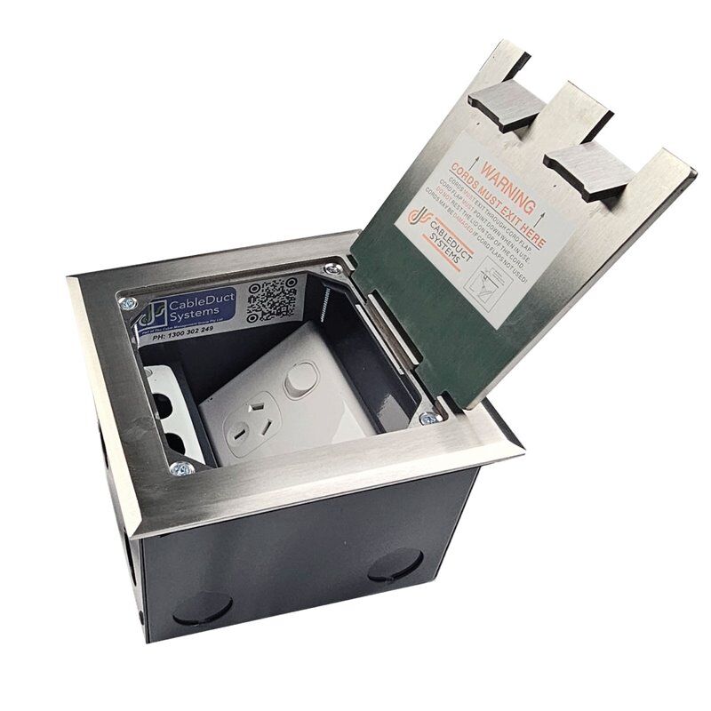 Cable Duct Systems Floor Box 1 x Double GPO Outlet + 3 Data Provisions