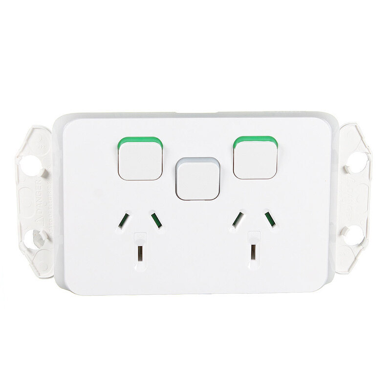 Clipsal Iconic Double GPO With Extra Switch