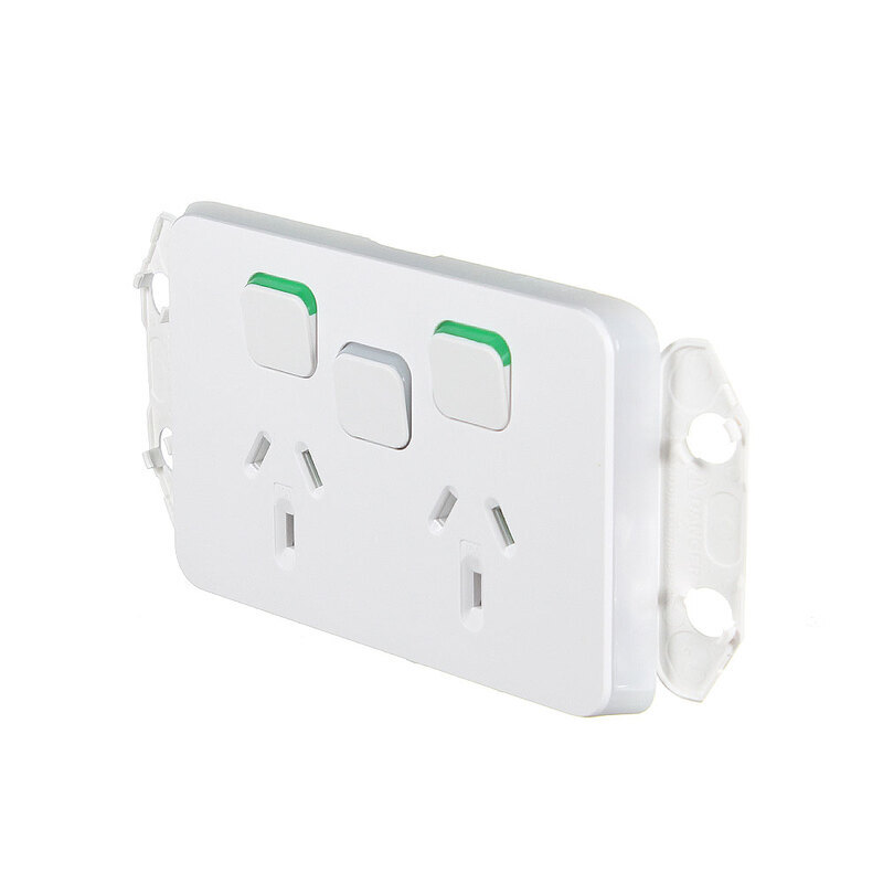 Clipsal Iconic Double GPO With Extra Switch